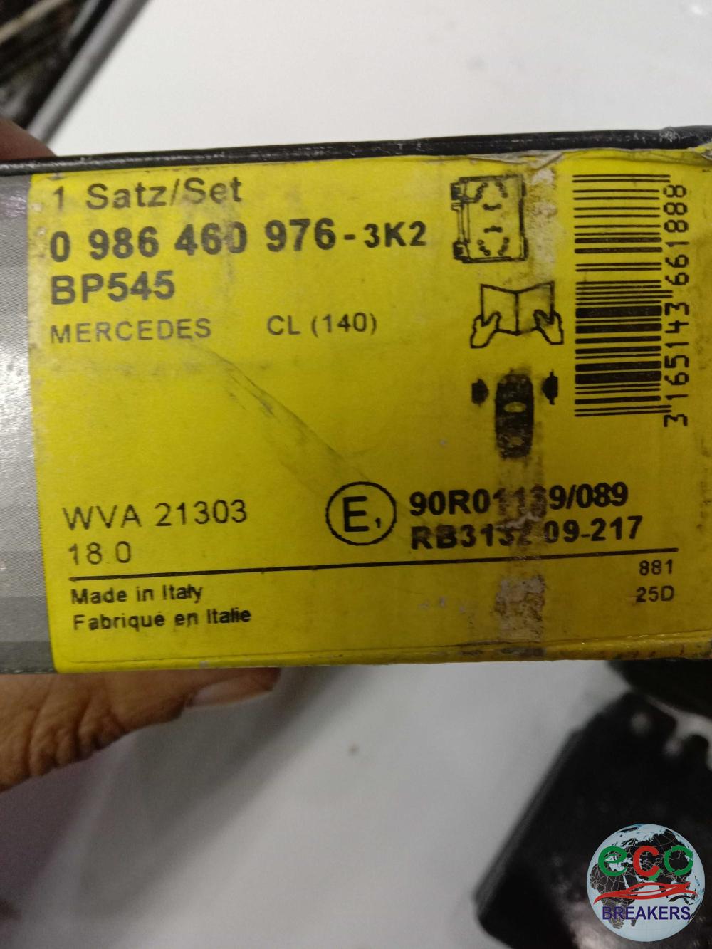 Mercedes Benz S Class W140 600 SE SEL 408HP Brake Pads Set Front 6.0 ...